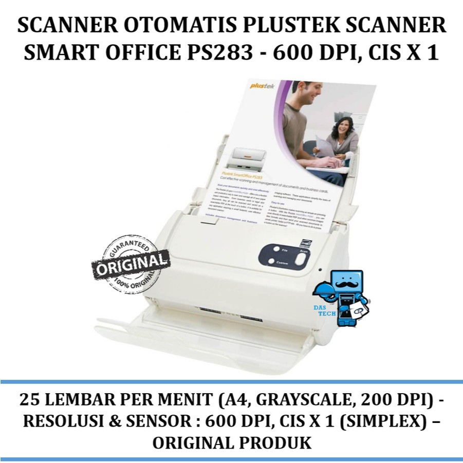 Jual Scanner Portable Otomatis / ADF Plustek SmartOffice PS283 ...