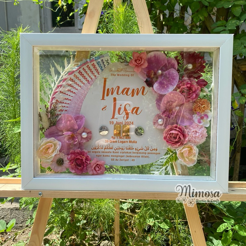 Jual Bingkai Frame Mahar Rustic Wedding Pernikahan Bunga Kering Hiasan ...
