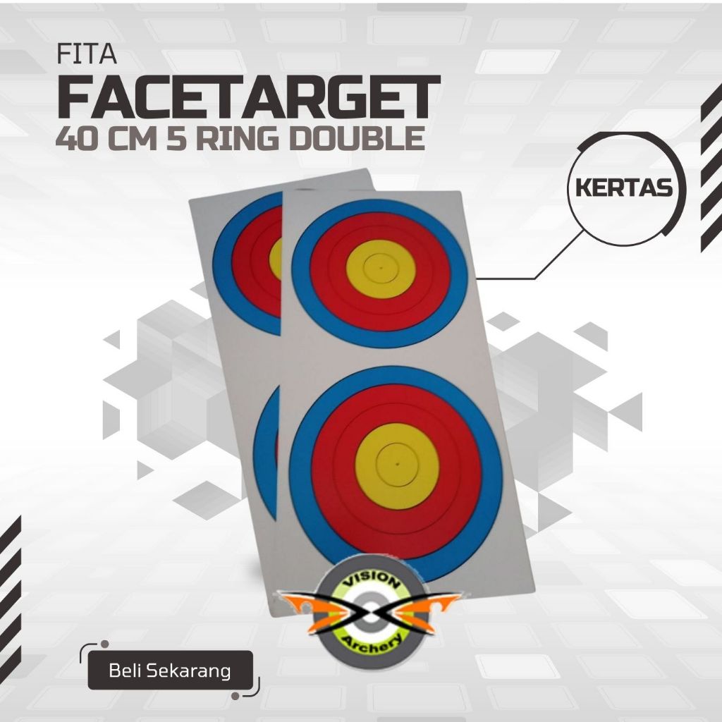 Jual Target Face Fita 40cm 5 Ring Kertas Duplex Double Vertical Print ...