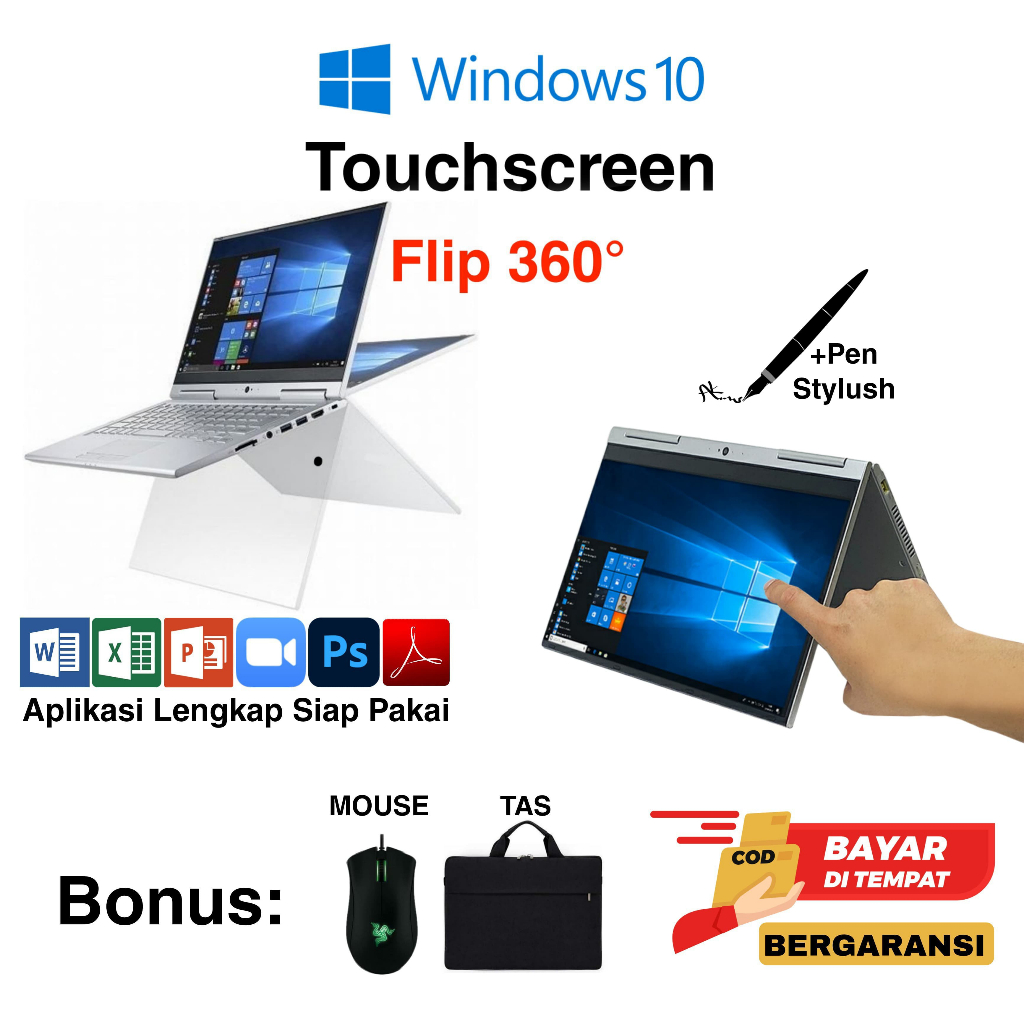Jual [N01] LAPTOP FLIP YOGA TOUCHSCREEN RAM 8GB SSD 256GB LAYAR 13.3"in ...