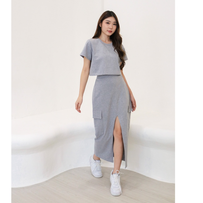 Jual [Tavia] Lowe Cargo Skirt Set / Baju Setelan Wanita / Setelan Rok ...