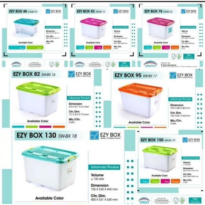 Jual box container transparan 130Liter ada Roda merk EZY | Shopee Indonesia