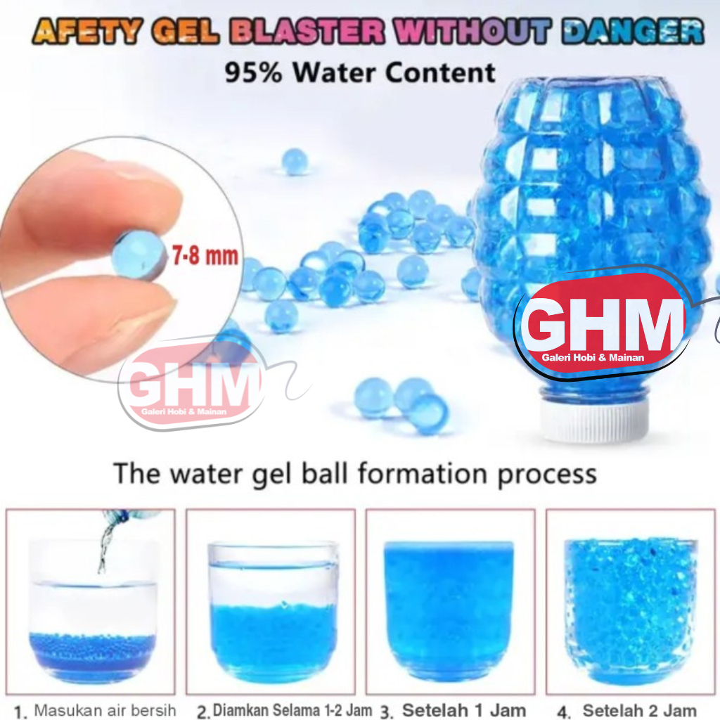 Jual Peluru Water Gel Blaster 500 Butir 7-8MM & BB Bullet Plastik 6MM ...
