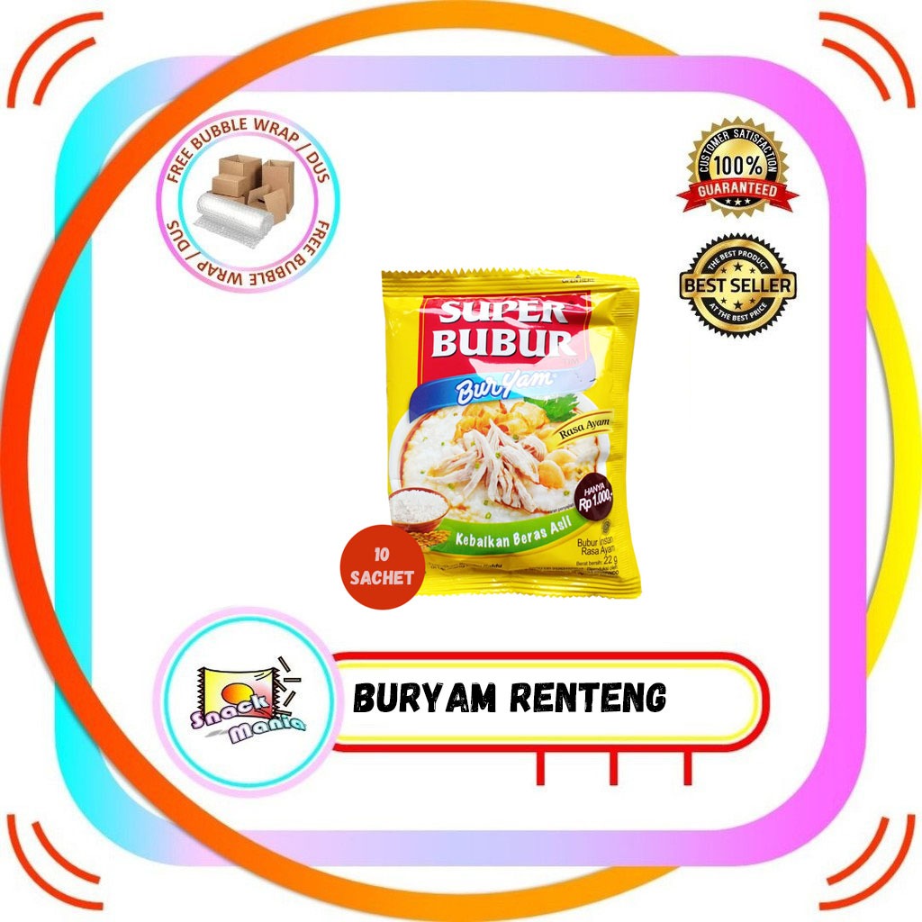 Jual Super Bubur BURYAM Bubur Rasa Ayam Instan 22 gr 10 sachet RENTENG ...