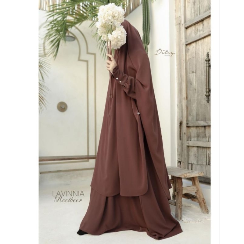Jual Ditsy moslem 2024 shaima mina rootbeer long | Shopee Indonesia