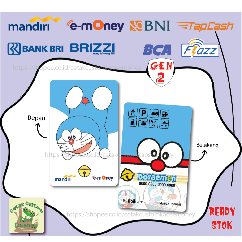 Jual KARTU E MONEY E TOLL GAMBAR LONCENG DORAEMON WAJAH EMONEY MANDIRI ...