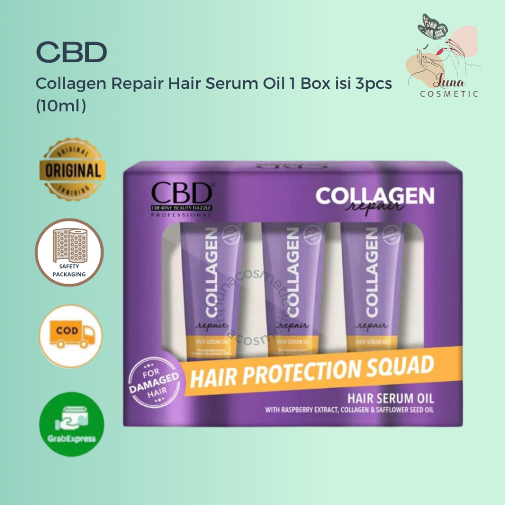 Jual CBD Collagen Repair Hair Serum Oil 1 Box isi 3pcs (10ml) | Shopee ...