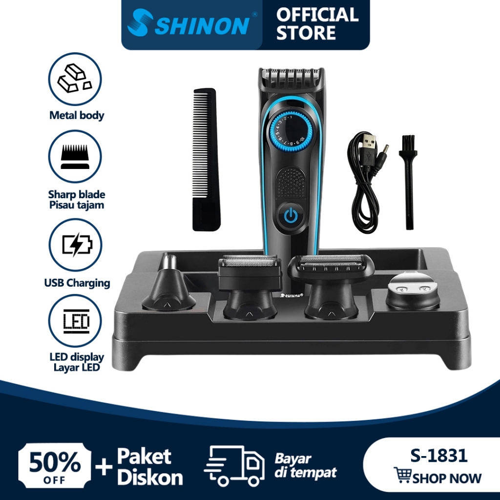 Jual SHINON SH-1831USB Mesin Cukur Multifungsi / Alat Cukur Rambut Elektrik / Rambut Hair ...