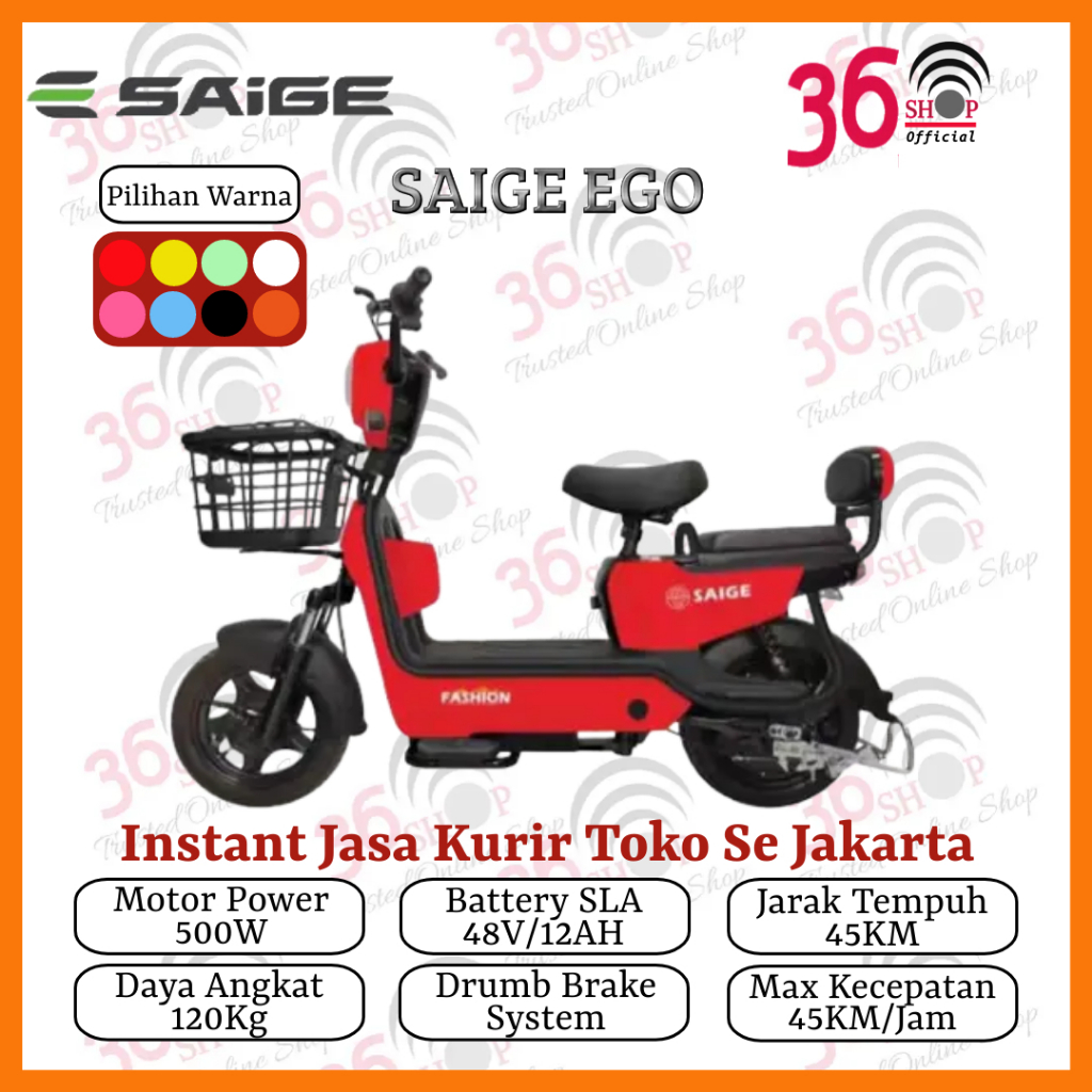 Jual Saige Sepeda Listrik Electric Bike EGO 500 Watt Garansi Resmi ...
