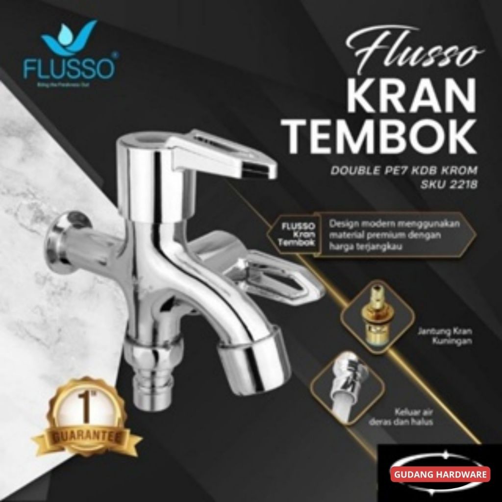 Jual flusso kran air double / kran shower panas dingin type 2218 handle ...