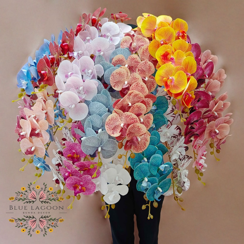 Jual Jumbo 15Kuntum Real Touch Large Orchid Bunga Anggrek Latex K15 ...