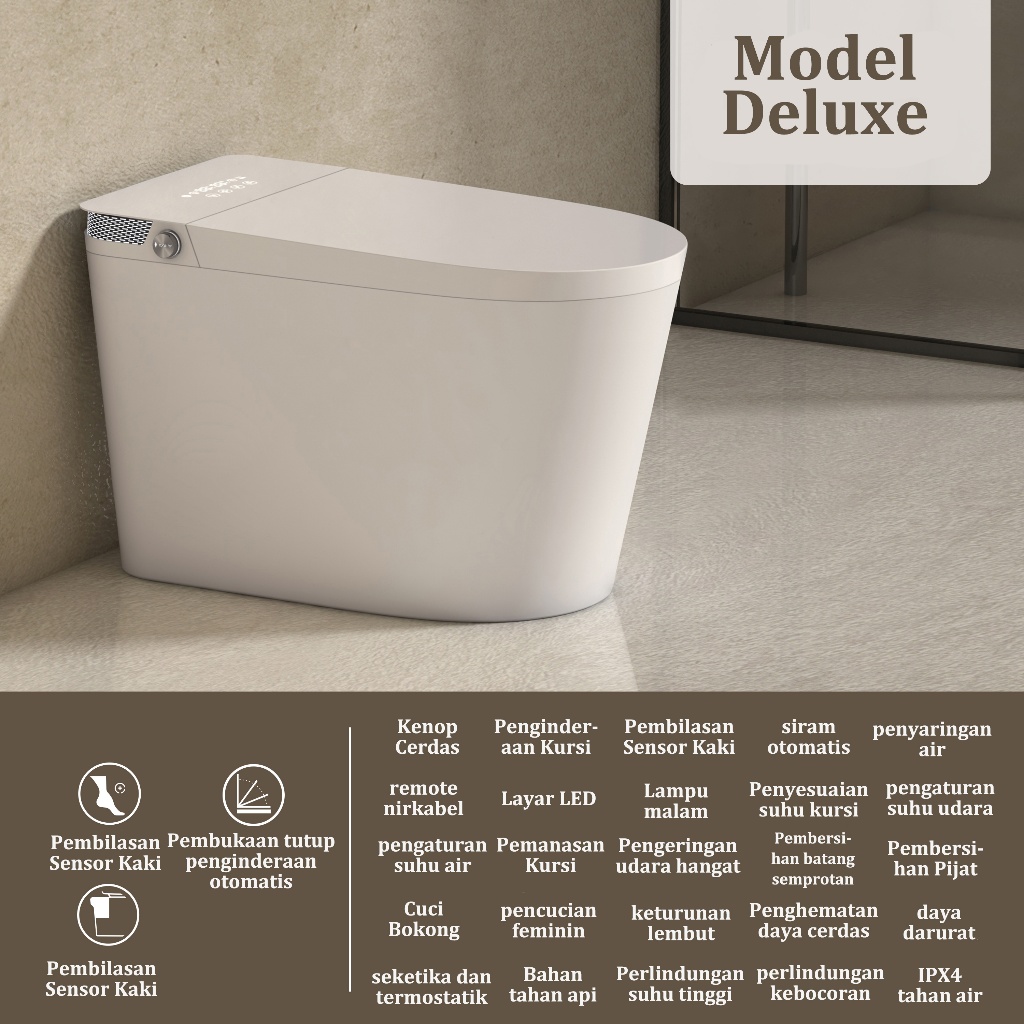 Jual Closet duduk otomatis Luxury Smart Kloset Duduk Siram Toilet Kursi ...