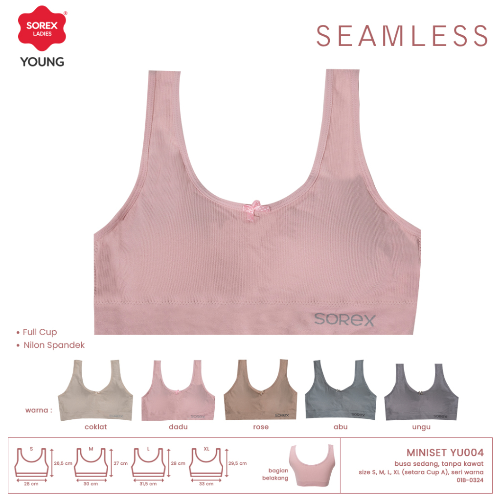 Jual Sorex Young Miniset Full Cup Busa Tanpa Kawat Seamless YU 004 ...