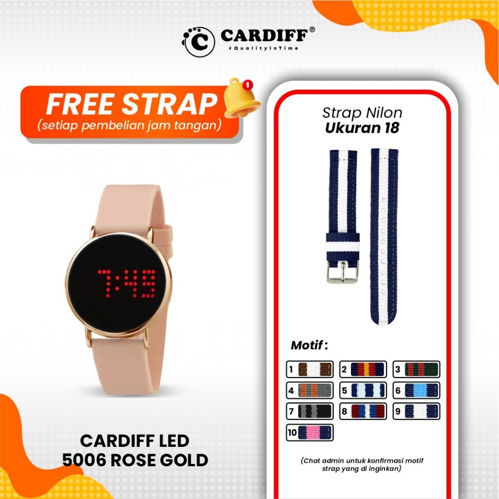 Jual CARDIFF Led 5006 Jam Tangan Digital Wanita Rose Gold Series Best ...