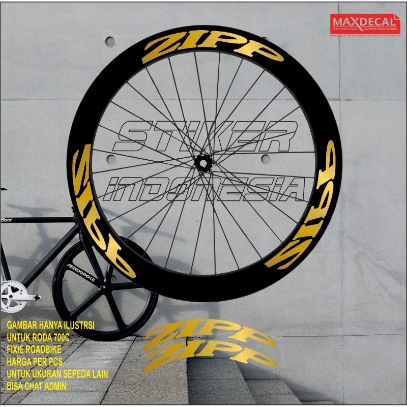 Jual sticker rims stiker velg sepeda fixie roadbike ZIPP gold | Shopee ...