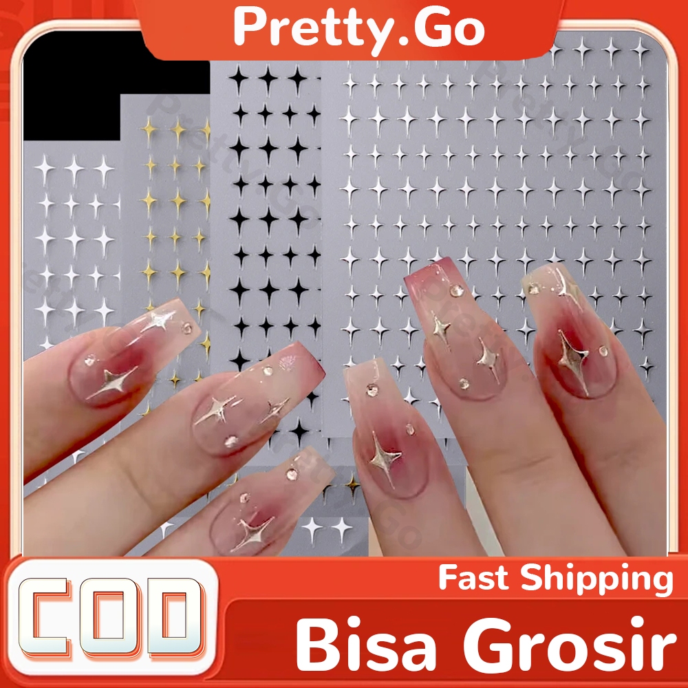 Jual Stiker Kuku Motif Bintang Sparkle/Laser Perak/Emas/Sticker Nail ...