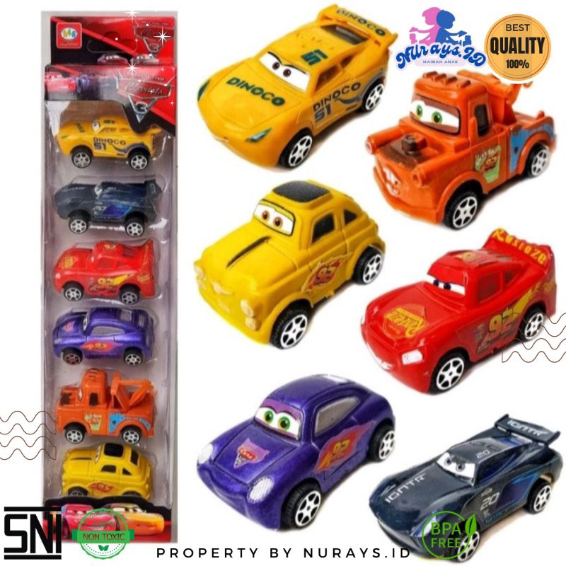 Jual Mainan Anak Mobil Mobilan Cars Mc Queen Isi 6 pcs Pullback ...