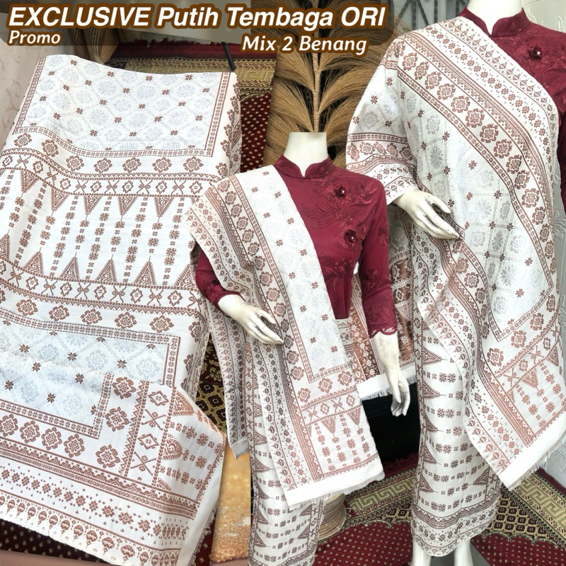 Jual EXCLUSIVE Songket Putih Tembaga Mix ORI /Songket tenun palembang ...