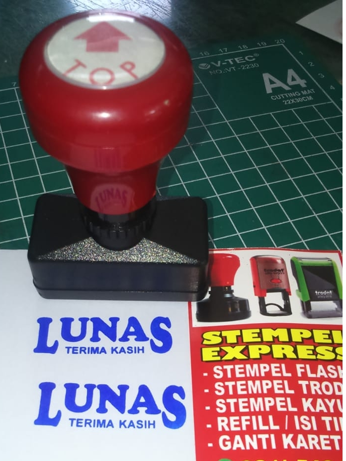 Jual STEMPEL LUNAS CUSTOM UKURAN 4 CM X 1,5 CM | Shopee Indonesia