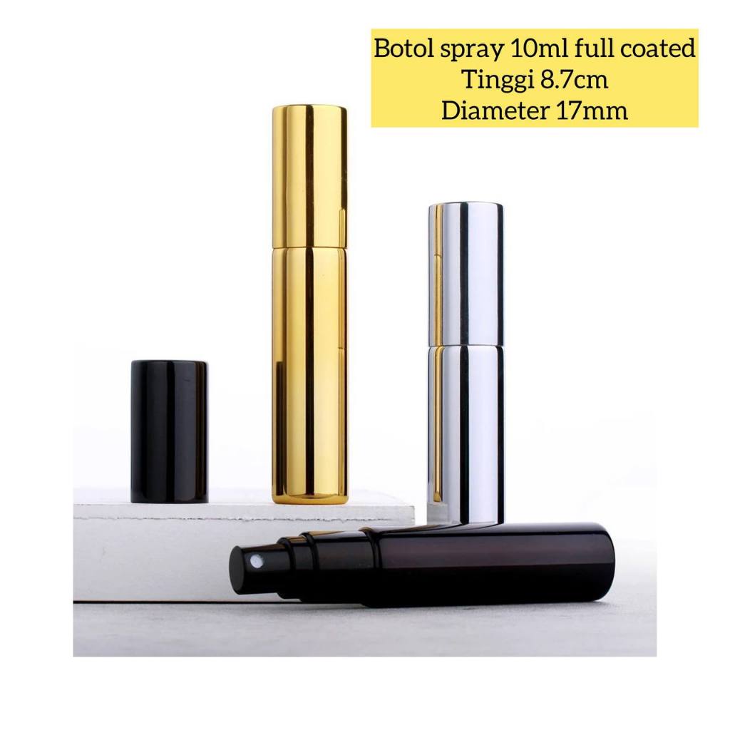 Jual BTL10FC Botol spray 10ml kaca metalik full coated vial decant ...