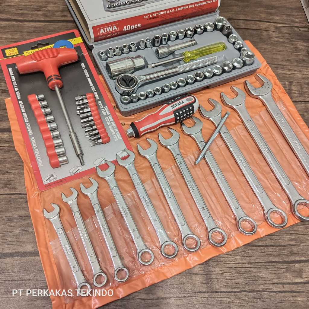 Jual PAKET MURAH Kunci Shock Sock Set 40 Pcs+Ring Pas Set 8-22Mm+Obeng T Palu+Obeng Plus Minus ...