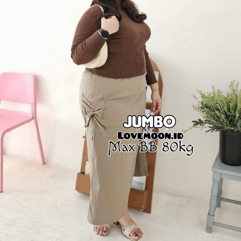 Jual BIG SIZE - ROK CARGO WANITA JUMBO TWILL MELAR KANTONG SERUT / ROK ...