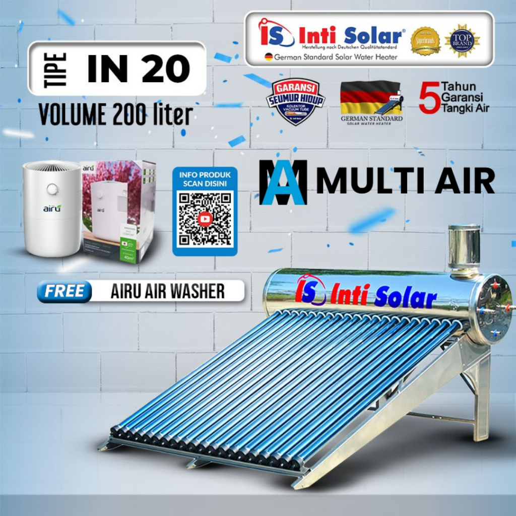 Jual Pemanas Air Surya IntiSolar 200liter INTI SOLAR WATER HEATER IN20 ...