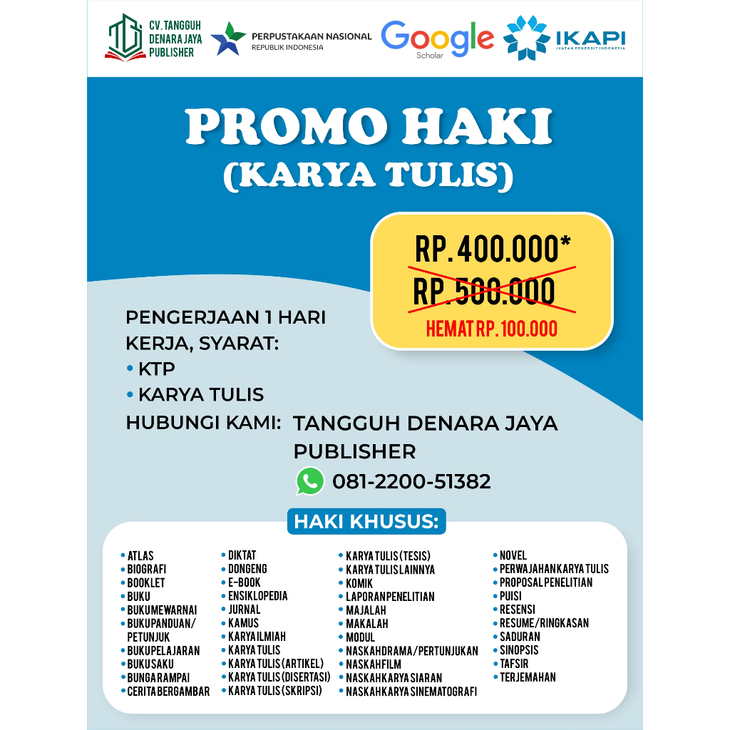 Jual HA-KI KHUSUS KARYA TULISK, KARYA SENI, KARYA FOTOGRAFI, KOMPOSISI ...