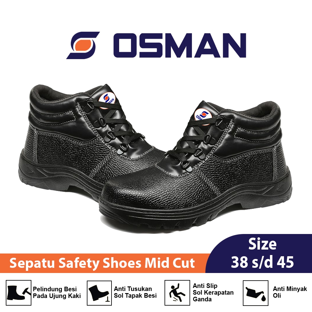Jual OSMAN Sepatu Safety Shoes Mid Cut Sepatu Safety Ujung Besi Tipe OS ...