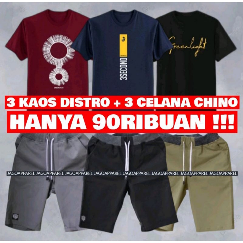 Jual PROMO PAKET 100 RIBU DAPAT 3 KAOS DISTRO + 3 CELANA CHINO PENDEK ... Jual PROMO PAKET 100 RIBU DAPAT 3 KAOS DISTRO + 3 CELANA CHINO PENDEK ...