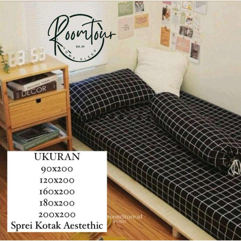 Jual sprei single bed aestetic/ sprei set single aestetic / sprei kotak ...