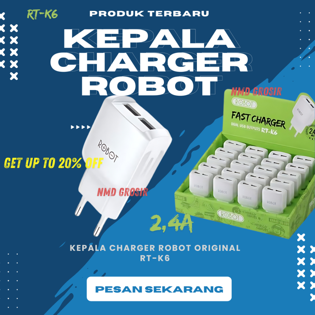 Jual (HARGA/1 PCS) ADAPTOR CHARGER ROBOT RT-K6 - 2.4A BATOK KEPALA ...