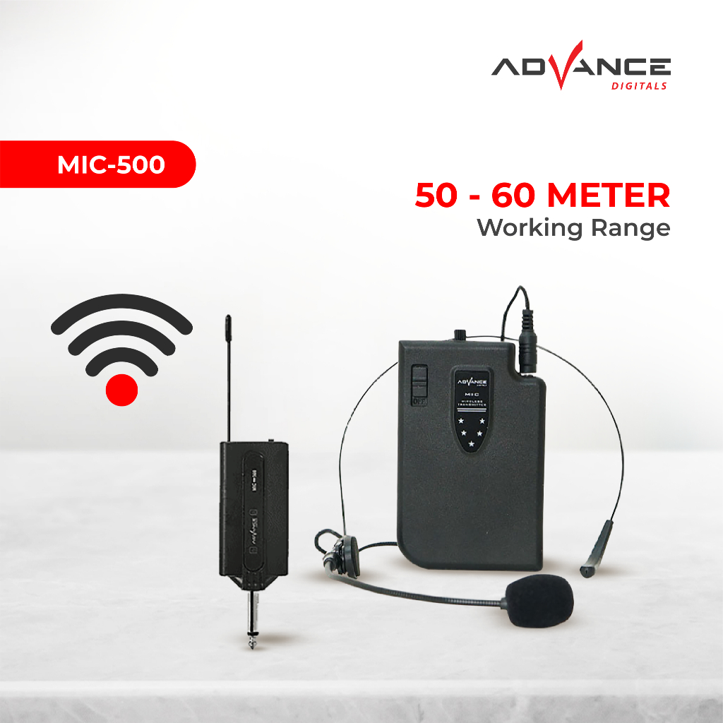 Jual Mic Bando Wireless Advance Mic-500 Mic Bando Wireless Mic Clip On ...