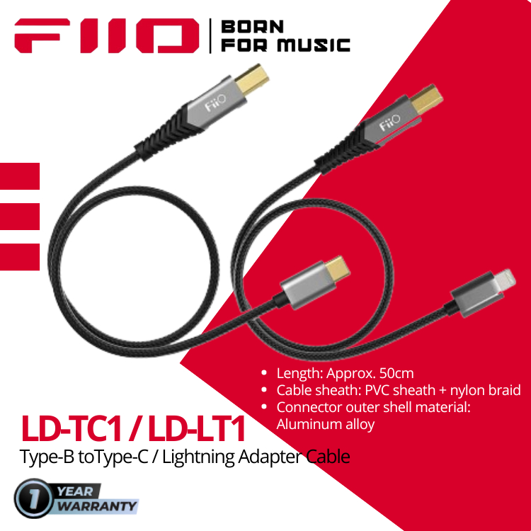 Jual FiiO LD-TC1 / LD-LT1 USB Type-B to Type-C / Lightning Adapter Cable | Shopee Indonesia