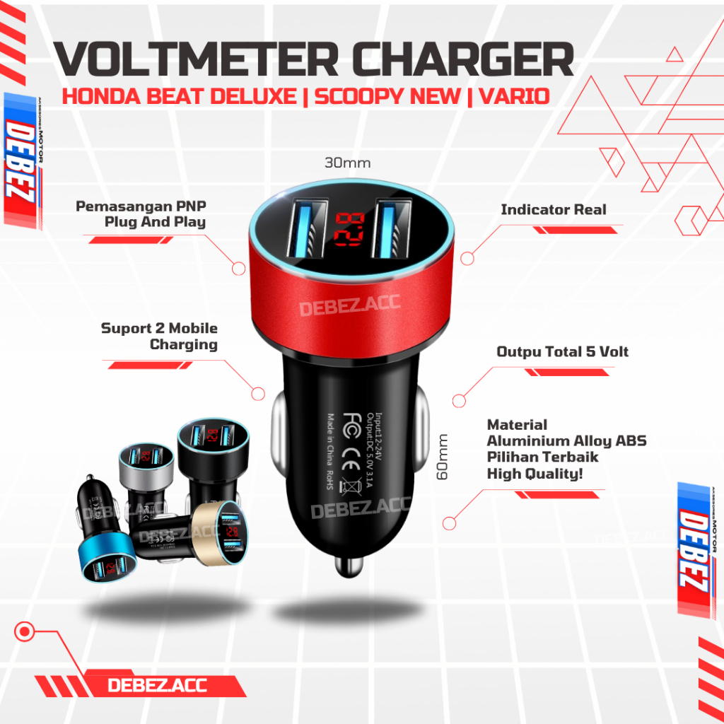 Jual Voltmeter Charger Hp Motor Fast Charging Beat Deluxe Scoopy 2020 ...