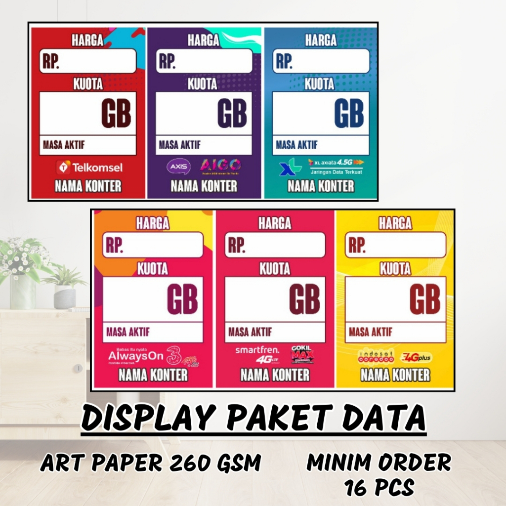 Jual LABEL PAKET DATA PROVIDER | LABEL ETALASE TOKO KONTER | Shopee ...