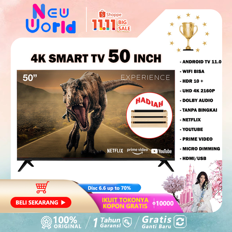 Jual Android Smart TV UHD 4K 50 Inch -Android 11.0-Wifi/Netflix/YouTube ...