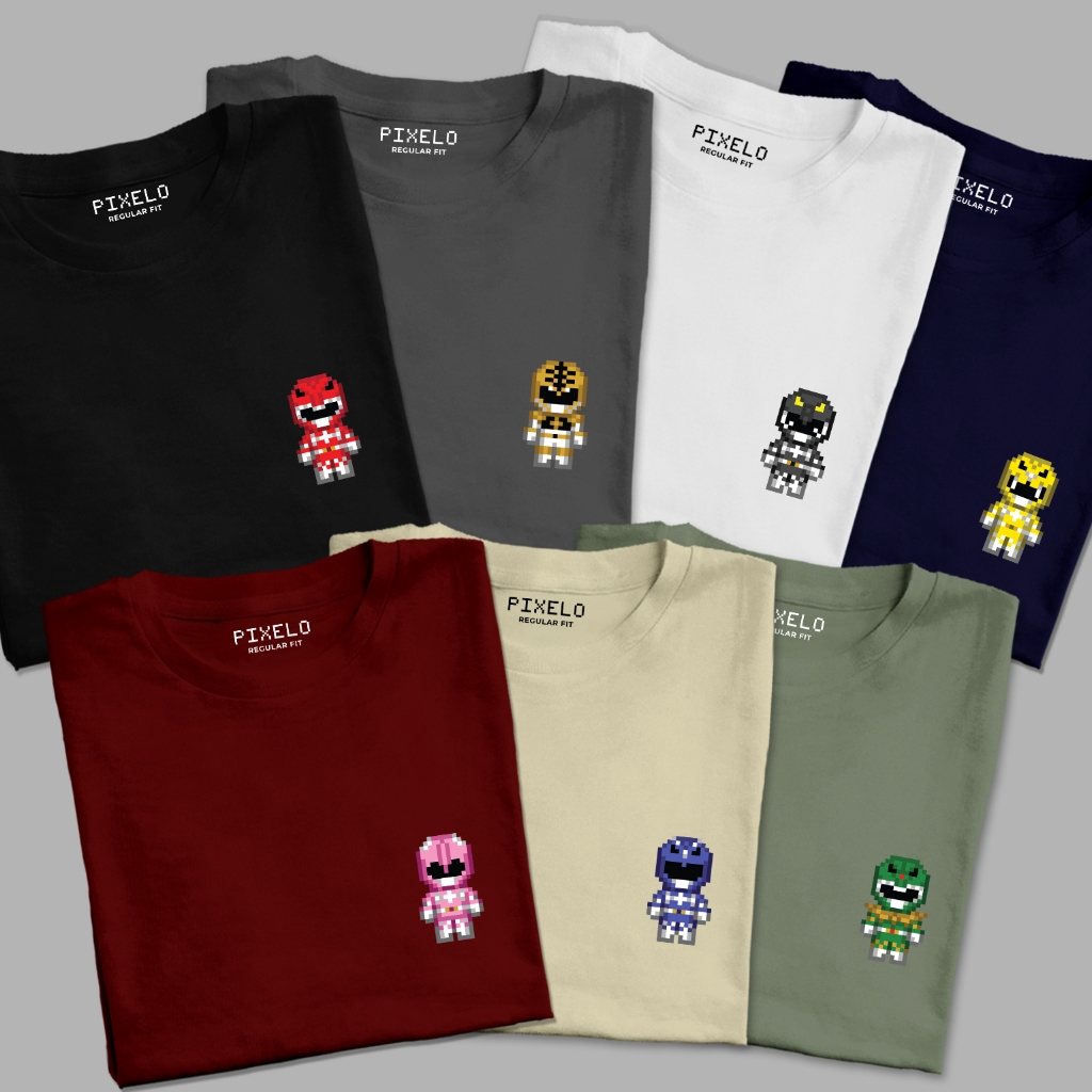 Jual Kaos power ranger pixelo - tshirt anime super hero mighty morphin ...