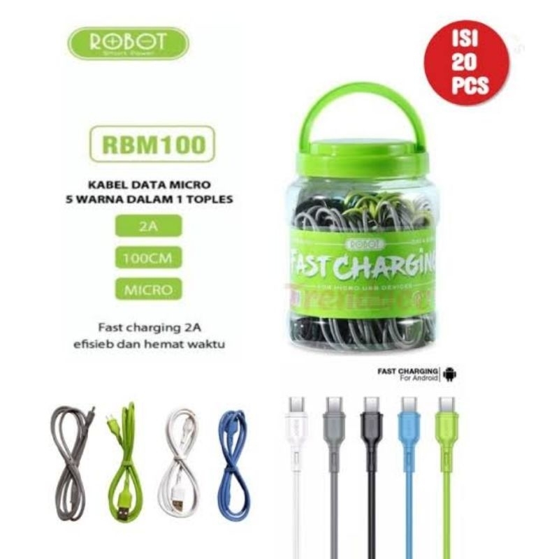 Jual Kabel Data Micro USB Robot RBM 100S Original 2A 100cm | Shopee Indonesia