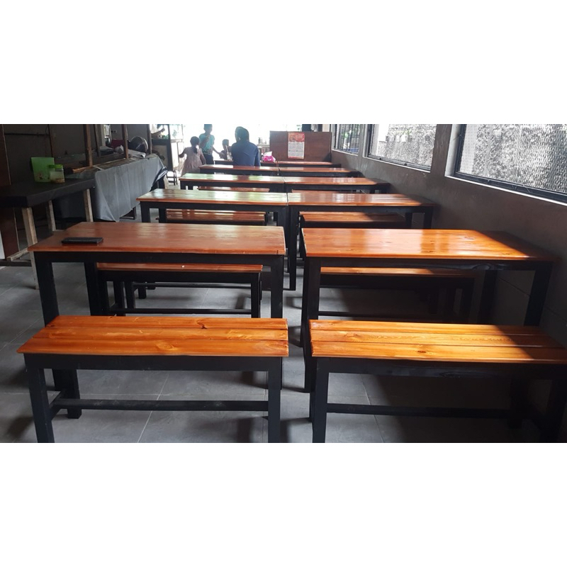 Jual Meja 1 set, meja warkop meja coffe kayu jatibelanda 110x55x70 ...