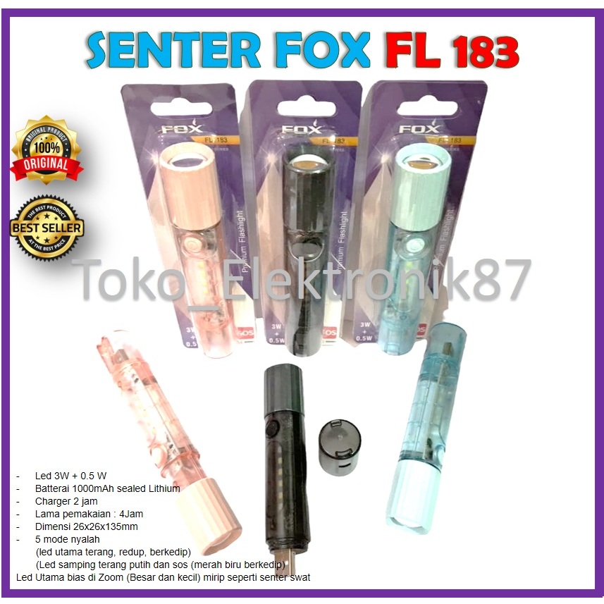 Jual Senter Fox FL 183 Senter Zoom dan Emergency | Shopee Indonesia