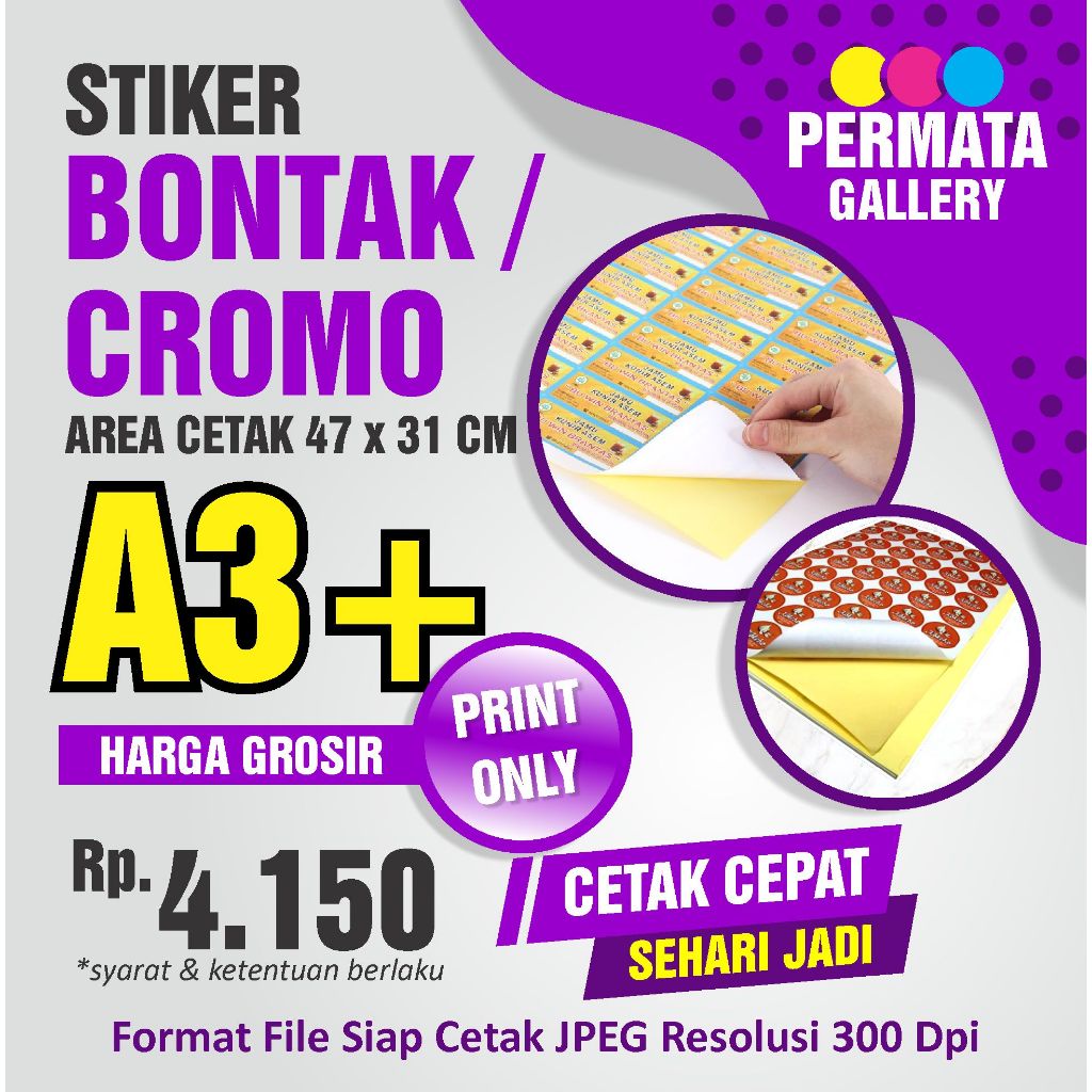 Jual CETAK STIKER MURAH A3+ / PRINT A3+ STIKER CROMO / STIKER BONTAK ...