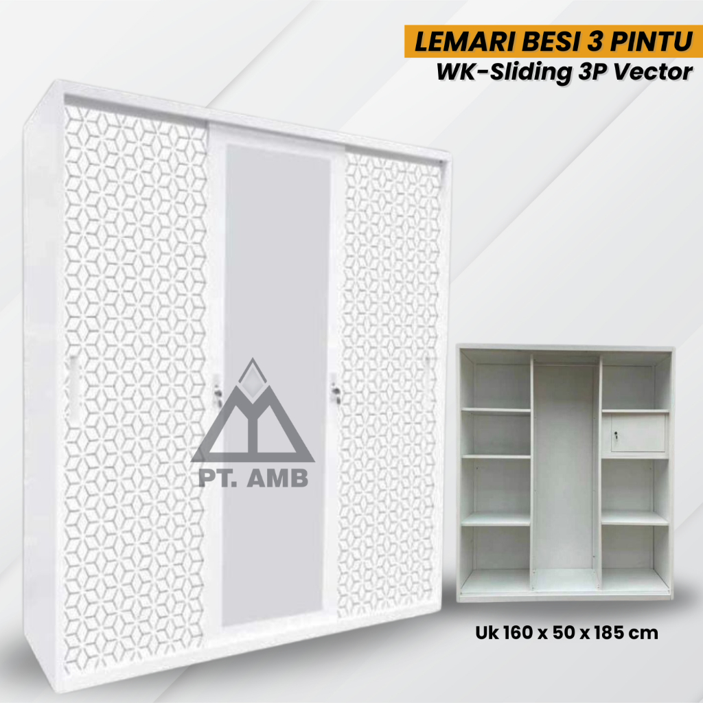 Jual LEMARI 3P VECTOR/LEMARI PAKAIAN 3 PINTU BESI SLIDING/LEMARI ...