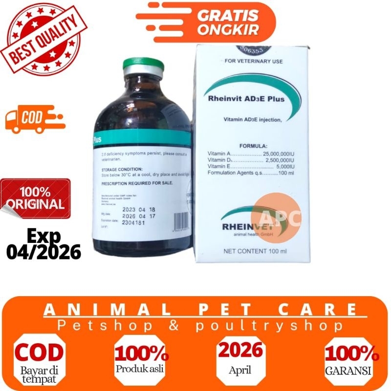 Jual Rheinvit AD3E Plus - untuk memperbaiki kondisi & Produktivitas hewan Ternak | Shopee Indonesia