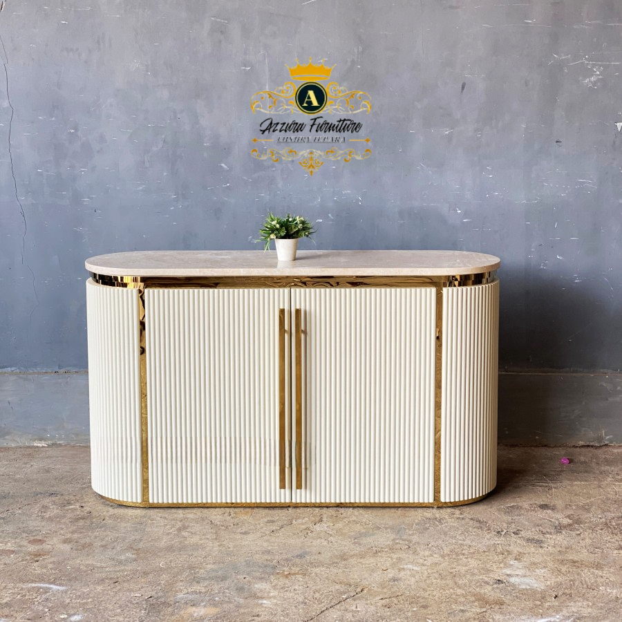 Jual Lemari Buffet Modern - Kabinet Credenza Marmer Asli Kaki Stainless ...