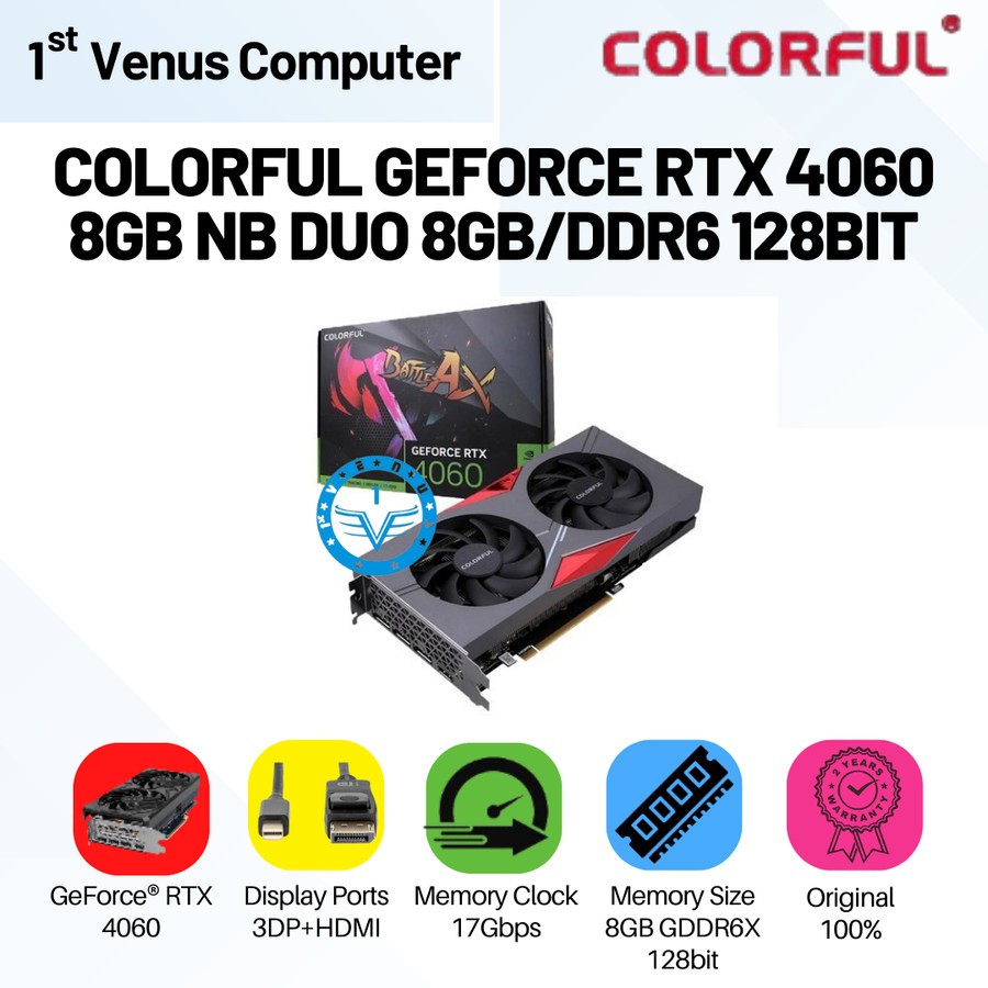 Jual VGA Colorful GeForce RTX 4060 8GB NB DUO 8gb/ddr6 128bit / VGA10 ...