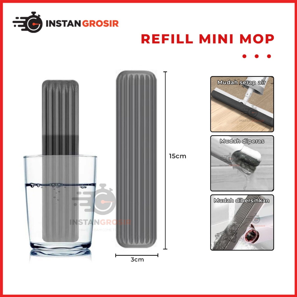 Jual Refill Mini Mop isi ulang Spons Pel lantai busa kepala minimop ...