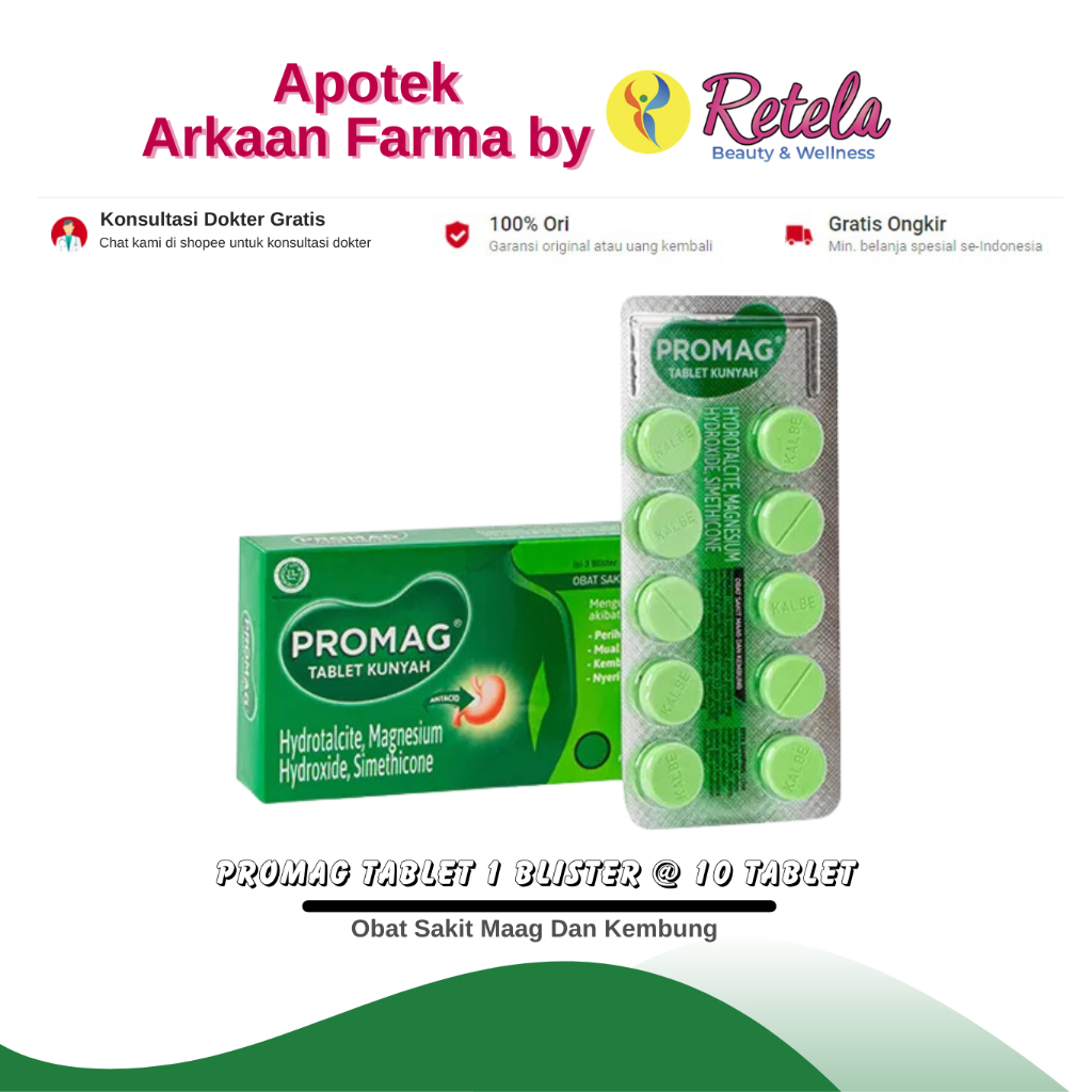 Jual Promag Tablet 1 Blister @ 10 Tablet / Obat Sakit Maag Dan Kembung ...