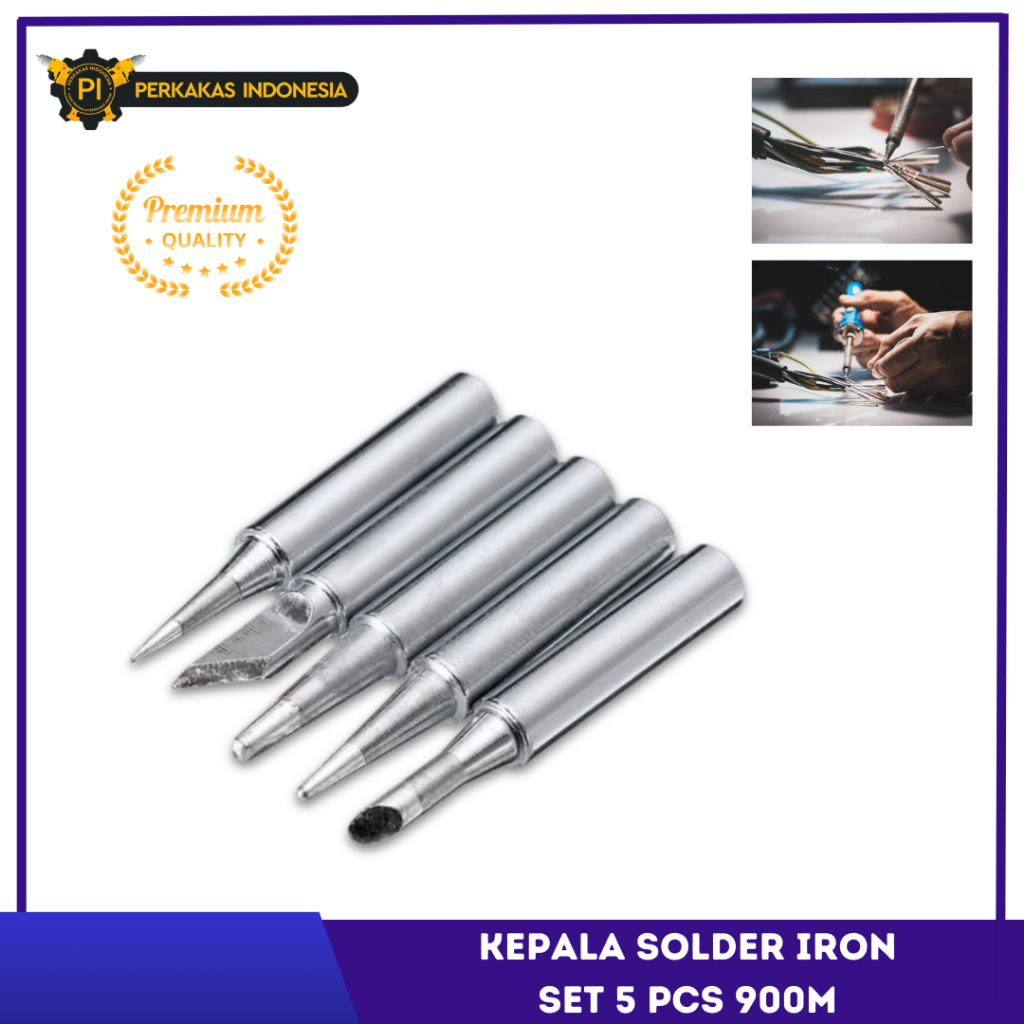 Jual Kepala Solder Iron SET 5 Pcs 900M Mata Soldier Metal Tips Station Listrik Solder Timah ...