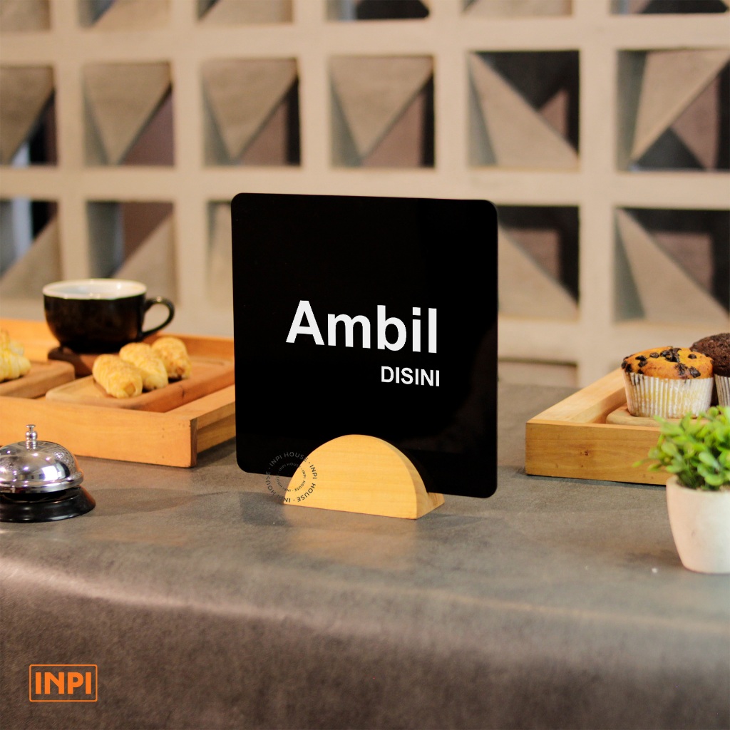 Jual Sign Ambil Disini Tatakan Kayu Akrilik Persegi - INPI House ...